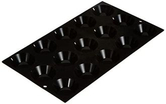 De Buyer De Buyer - Plaque de 15 mini-Tartelettes MOULFLEX en silicone - 17,5 x 30 cm -, Noir