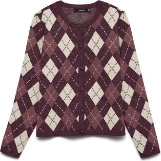 Vero Moda Damen Vmgiorgia Ls O-Neck Cardigan Ga, Winetasting, Medium