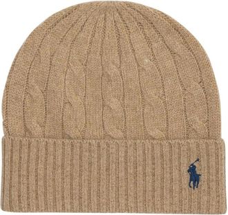 Polo Ralph Lauren Femme, Accessoires, Beige, Taille: ONE Size Bonnet en maille torsad&eacute;e laine et cachemire