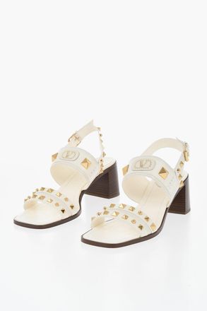 Valentino Leather Sandals With Studded Design 7cm Valentino