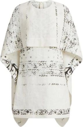 Alberta Ferretti Femme, Robes, Beige, Taille: 34 FR Robe Courte en Lin &agrave; Imprim&eacute; Fortuny