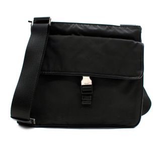 Prada Black Nylon Buckle Satchel