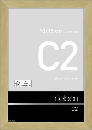 Nielsen Design Bilderrahmen, 10 x 15 cm, Aluminium, Gold matt, Fotorahmen zum Auftstellen und Aufhängen im Hoch- & Querformat, Echtglas, C2