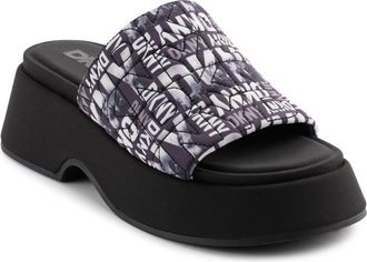 DKNY Womens Idris Skyline - Peep Toe Platform Mule, Black Multi, Size 37