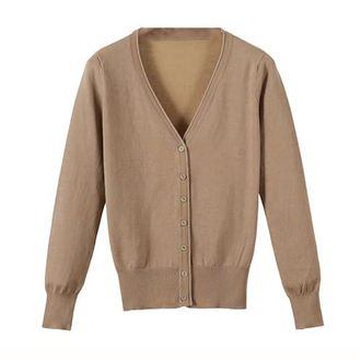 Generic Cardigan court noir en jersey pour femme, manteau de printemps, pull tricot&eacute; mode cor&eacute;enne, camel, Taille 3XL