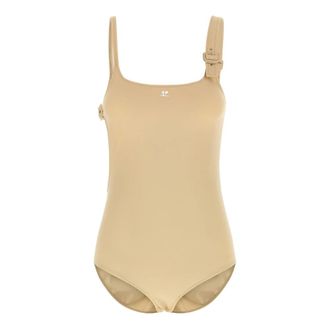 Courr&egrave;ges Femme, Tops, Beige, Taille: 36 FR Buckle Cut-Out Bodysuit