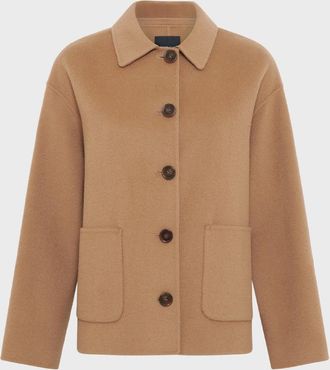 Gerard Darel Manteau court en laine double face - PERRINEA - Paille