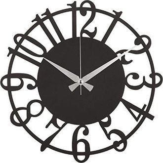 Homemania Uhr, Stahl, Schwarz, 50 x 0,2 x 50 cm