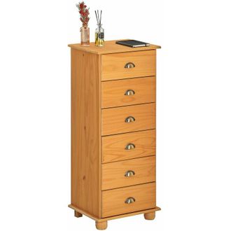 IDIMEX Chiffonnier COLMAR avec 6 tiroirs, en pin massif finition teintée/cirée