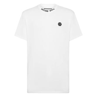 Philipp Plein Homme, Tops, Blanc, Taille: 4XL T-Shirt Col Rond MC