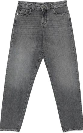 Emporio Armani Femme, Jeans, Gris, Taille: W26 Jean droit &agrave; plaque logo