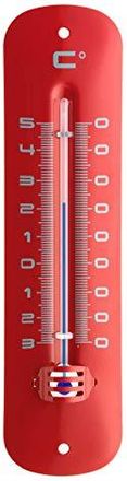 TFA Dostmann Thermometer für Innen und Außen, 12.2051.05, zum Messen der Außen- oder Innentemperatur, wetterfest, rot