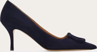 Ferragamo Damen Pumps mit Maxi Gancini Blau Gr&ouml;&szlig;e 36.5