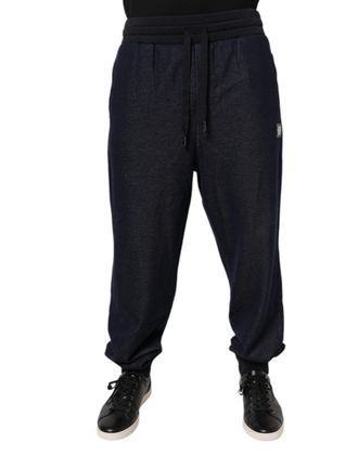 Dolce & Gabbana Black Jacquard Jogger Men Sweatpants Pants Cotton Elastane