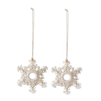 Aboofan 2st Anh&auml;nger Gewebtem Baumwollseil Auto-h&auml;ngeornament Weihnachtsfeierdekoration Mini-makramee-wandbehang Makramee-schneeflockenornamente Zubeh&ouml;r F&uuml;r D