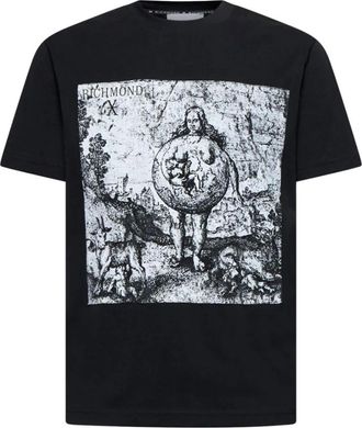 John Richmond T-Shirt mit k&uuml;nstlerischem grafischem Druck auf der Vorderseite - - Tops - Herren - Schwarzk - 2XL
