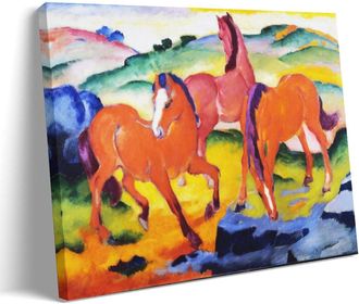 Cambos Franz Marc Berühmte Malerwerke (die roten Pferde) Druck Poster Wandkunst Bild Malerei Leinwand Drucke Kunstwerke Schlafzimmer Wohnzimmer Dekor 40 x 60