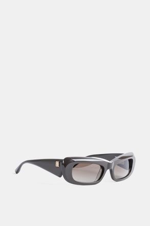 Balenciaga Womens Diva Rectangular Brown Sunglasses