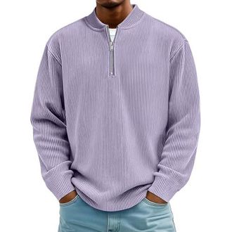 Generic DENGJIAMY Sweat-shirt &agrave; rayures verticales pour homme avec fermeture &eacute;clair 1/4, violet, 3XL