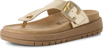 Marco Tozzi Damen Zehentrenner aus Leder mit Schließe, Beige (Platinum), 39 EU