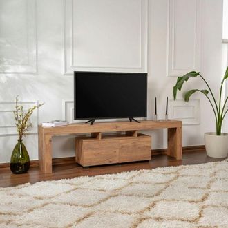 Pier Import Pier Import - Banc TV moderne avec rangement - Finition effet pin - Dimensions 180x31x50 cm - Structure en MDF m&eacute;lamin&eacute; - Meuble &agrave; monter
