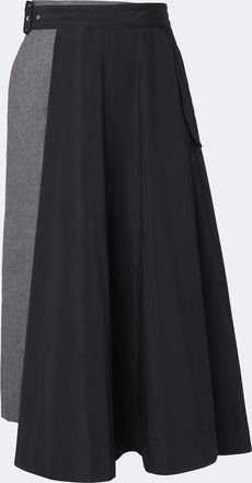 sacai Jupe midi en flanelle &agrave; empi&egrave;cements