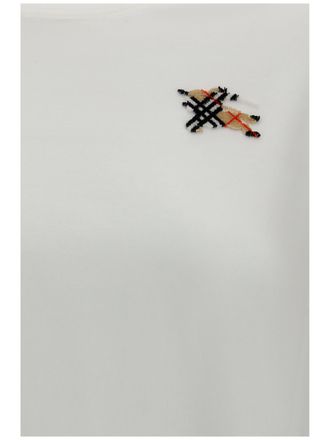 Burberry Womens Cotton T-Shirt Knight Check Chalk T-Shirts & Jerseys
