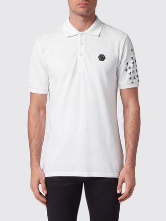 Philipp Plein Polo en coton avec imprim&eacute; monogramme Skull et logo Hexagon