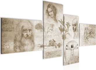 Runa Art Bild XXL 4 Teilig Leonardo Da Vinci 200 x 100 cm Kunstdruck auf Vlies Leinwand Wanddeko Wohnzimmer Schlafzimmer 700441a