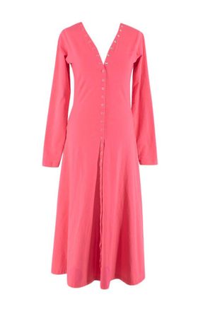 MOLLY GODDARD Coral Pink Midi Dress with Poppers Size S