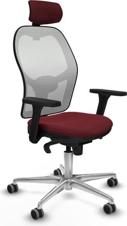 Piqueras y Crespo Sessel f&uuml;r Home Office Jorquera mit 3D-Armen, h&ouml;henverstellbare Lendenwirbelst&uuml;tze und h&ouml;henverstellbares Kopfteil, wei&szlig;/granatrot