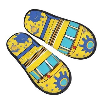 Generic Impression De Bus Scolaire Homme Femme Chaussures De Maison Peluche Slippers Antid&eacute;rapantes Chaussons Pour Automne Ext&eacute;rieur Int&eacute;rieur M