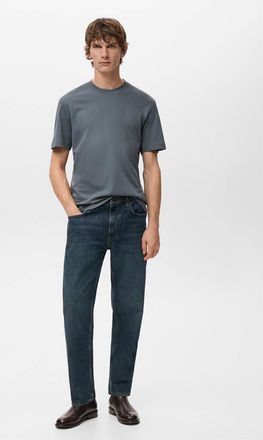 Mango Medium weight regular fit T-shirt bleu de prusse - Homme - XXL - MANGO MAN