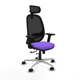 Piqueras y Crespo Stuhl mit R&uuml;ckenlehne aus zylindrischem Netzgewebe mit 2D-Armlehnen, h&ouml;henverstellbarer Lendenwirbelst&uuml;tze und h&ouml;henverstellbarem Kopfteil, ausgestatt