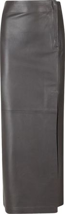 Alysi Gonna Soft Leather Dritta - Femme - Jupes - Brun - Taille: 38 FR