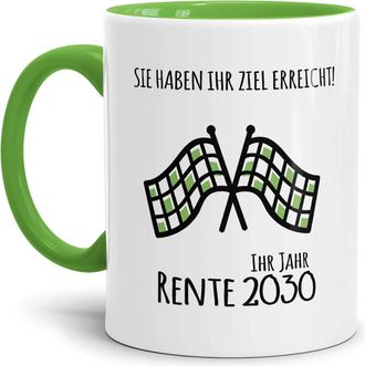 Tassendruck Geschenk-Tasse Zum Ruhestand mit Lustigem Spruch:Ziel Erreicht -Ihr Jahr- Selbst Gestalten/Personalisierbar/Individuell/Rente/Rentner/Pension/Abschied