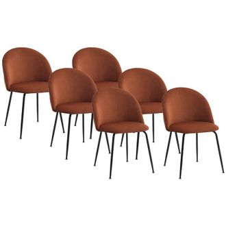 Vente-Unique Vente-unique - Lot de 6 chaises en velours et acier inoxydable noir - Terracotta - melbourne