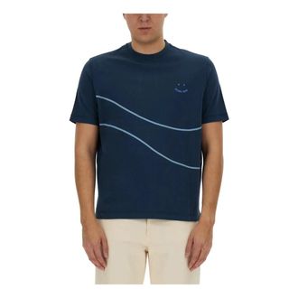 Paul Smith SS T-shirt Happy Wave - - Tops - Herren - Blau - M