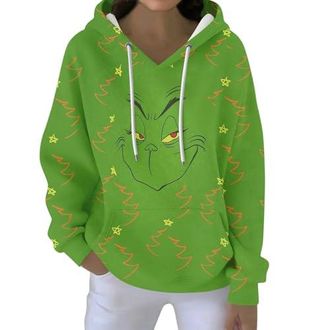 Generic Le Grinch Sweat Femme A Capuche Costume Pulls Hiver De Pilou Noel Pyjama Pull Polaire Deguisement Moche Christmas 2025 Sweet Vêtements Vetement Oversi