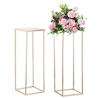 Nuptio Nuptio Vase dor pour Centre de Table de Mariage 2 Pi&egrave;ces Vases 80cm Haut pour Fleurs M&eacute;tal pour Tables F&ecirc;te D&eacute;corations &Eacute;l&eacute;gant Vrac Mariage Centre Ta