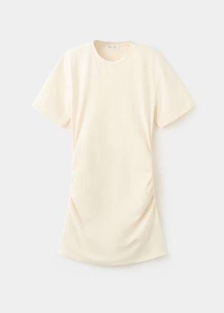 Mango Robe coton fronc&eacute;e sur les c&ocirc;t&eacute;s vanille - Femme - XXS - MANGO