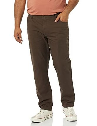Amazon Essentials Pantalon Chino en Tissu Stretch Confortable à 5 Poches Coupe Skinny Homme, Brun, 34W / 28L