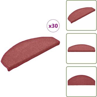 vidaXL The Living Store Stufenmatten 30 Stk. 65x24x4 cm Bordeaux Halbrund Gro&szlig; - Treppenmatten Bordeaux