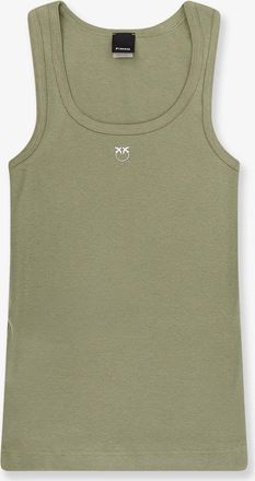 Pinko Calcolatore cotton tank top with frontal Love Birds logo - PINKO - gender_Woman