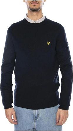 Lyle & Scott Homme, Pulls, Bleu, Taille: M Pull ras du cou en coton m&eacute;rinos