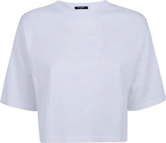 Balmain Femme, Tops, Blanc, Taille: 40 FR T-Shirt Court Brod&eacute;