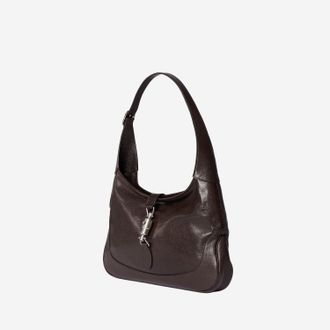 Gucci Womens Shoulder Bag Jackie 1961 Dark Brown Leather