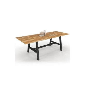 IDMarket Table à manger extensible rectangle MADELEINE 6-12 personnes bois et métal noir 160-240 cm