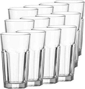 Leonardo Leonardo Rock XL Longdrink-Glas, großer Trink-Becher aus Glas, spülmaschinengeeignete Wasser-Gläser, 12er Set, 540 ml, 017203