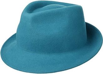 LIPODO Chapeau en Feutre Uni Trilby Femme/Homme - Made in Italy pour Homme Fedora Laine Automne-Hiver Hiver - L (58-59 cm) petrole